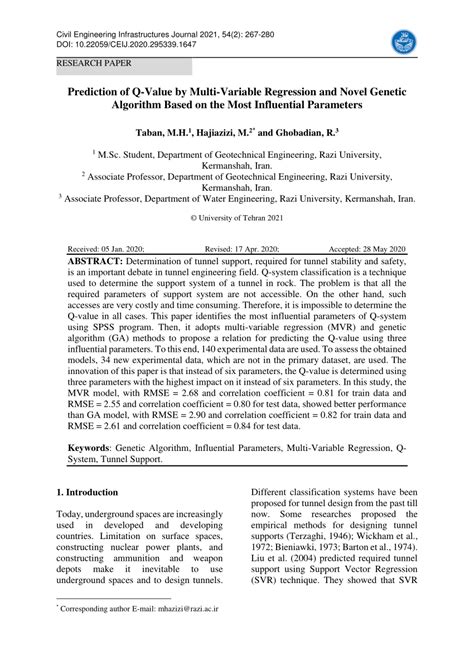 Pdf Prediction Of Q Value By Multi Variable Regression And Novel