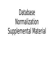 Database Normalization Supplemental Material Pptx Database Normalization Supplemental