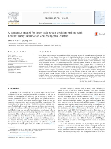 pdf a consensus model for large scale group decision making with