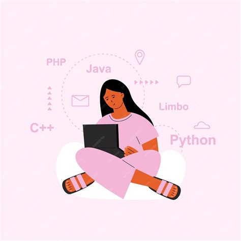 Premium Vector Geek With Notebook Teen Girl Programming Or Learning