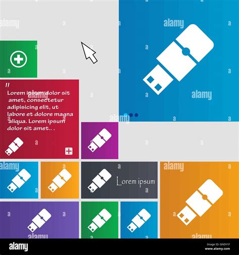 Usb Flash Icon Sign Buttons Modern Interface Website Buttons With Cursor Pointer Vector Stock