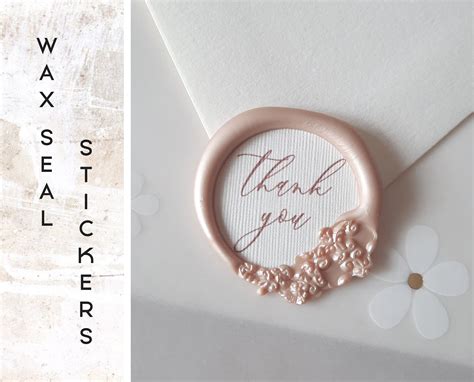 Thank You Wax Seal Stickers With Linen Paper Inset Thank You Wax Seal