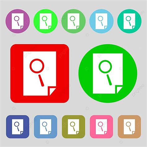 Icon Of File Search Symbol For Finding Documents 12 Vibrant Buttons