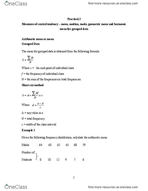Statistics Lecture Notes Fall 2022 Lecture 1 Central Tendency Frequency Distribution