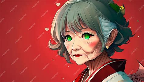 Anime Illustration Of An Old Woman Inspired By Japanese Premium Ai