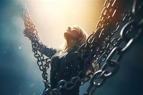 Premium Ai Image Person Break From Chains Ai Generated
