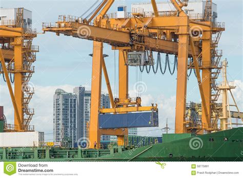 Container Operation In Sea Port Stock Image Image Of Logistics Distribution