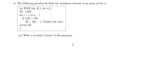 Solved 5 The Following Pseudocode Computes The Sum Of An