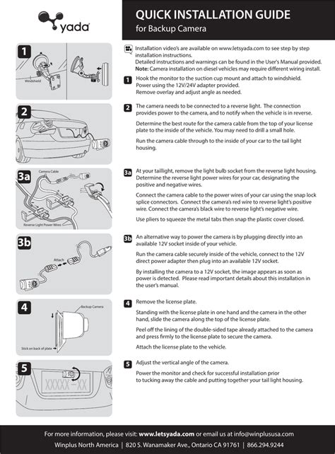 QUICK INSTALLATION GUIDE For Backup Camera Manualzz