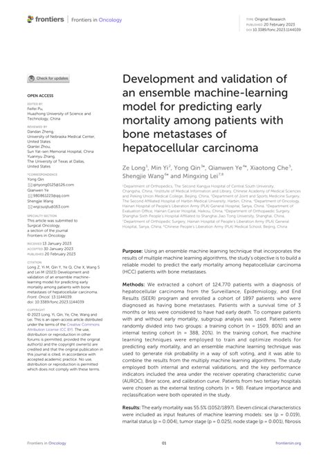 Pdf Development And Validation Of An Ensemble Machine Learning Model For Predicting Early
