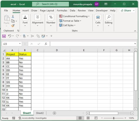 excel 如何计算列表中是和否的百分比 极客教程