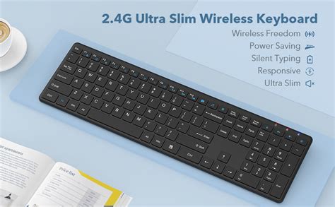 Amazon Com WisFox Wireless Keyboard Ultra Slim Silent Computer Keyboard Full Size G USB