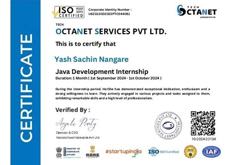 yash nangare on linkedin internship java octanet softwaredevelopment