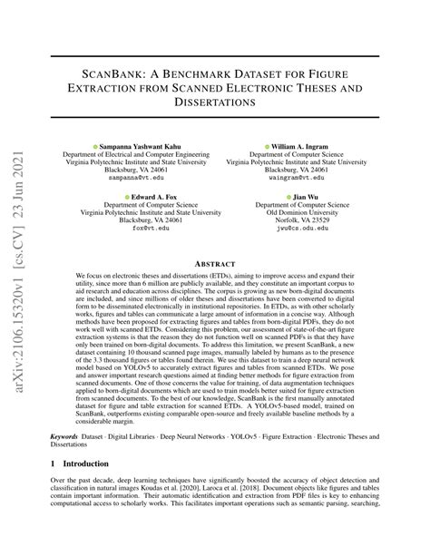 Pdf Scanbank A Benchmark Dataset For Figure Extraction From Scanned