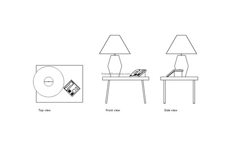 Table Lamp With Phone Autocad Block Free Cad Floor Plans
