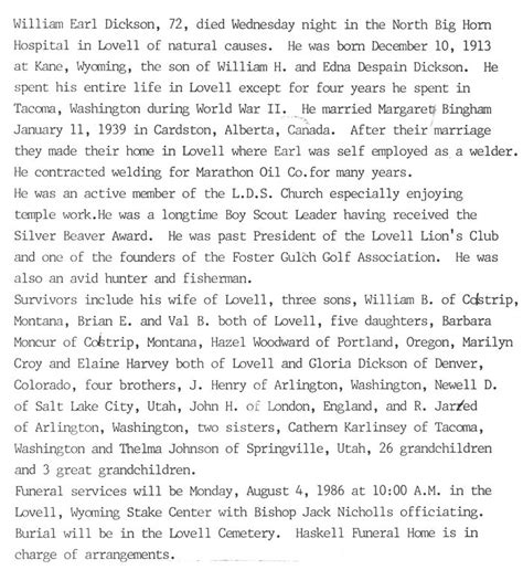 William Earl Dickson 1913 1986 Find A Grave Memorial