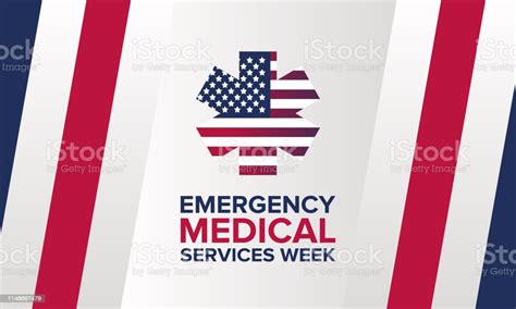 5 월 응급 의료 서비스 주간 미국에서 매년 축 하 합니다 의료 개념입니다 관리 및 건강 포스터 카드 배너 및 배경 벡터 일러스트 주에 대한 스톡 벡터 아트 및 기타 이미지