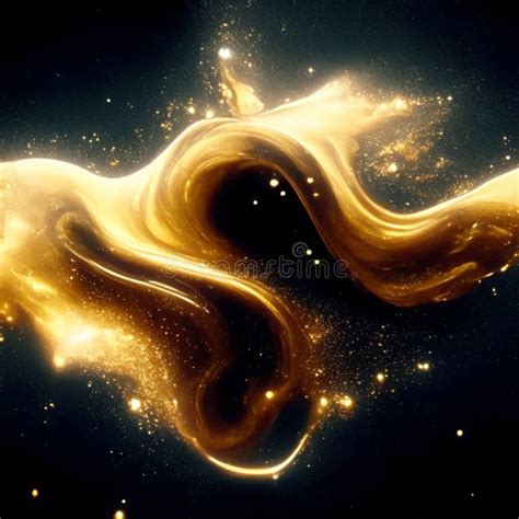 Abstract Gold Wave On Black Background 3d Rendering 3d Illustration