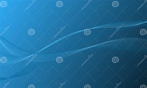 Abstract Blue Smooth Lines Wave Curves With Gradient Background Stock