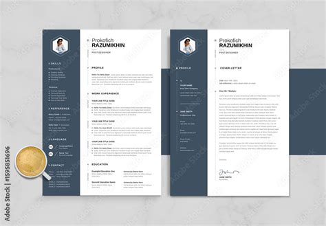 Simple Sidebar Resume And Cover Letter Layout Stock Template Adobe Stock