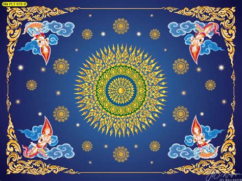 วอลเปเปอร์ลายไทยติดฝ้าเพดานช่วยเพิ่มความสวยงามให้กับห้องพระ โรงงาน วอลเปเปอร์ติดผนัง สวยงาม มี