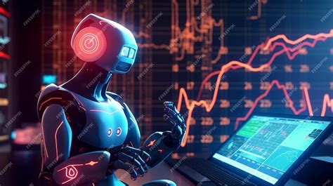 Premium Ai Image Robot Analysing Stock Market Graph For Business