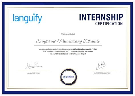 Sanjivani Dhande On Linkedin Coincent Internship2022