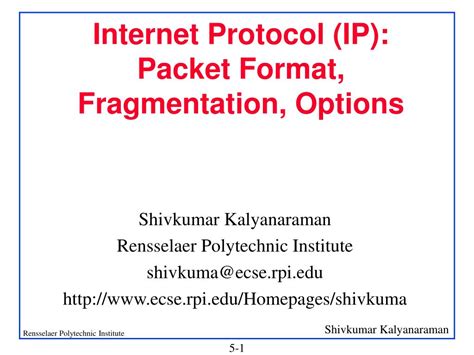 Ppt Internet Protocol Ip Packet Format Fragmentation Options