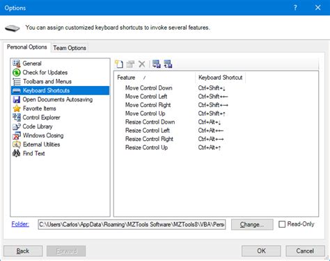 Keyboard Shortcuts To Moveresize Controls