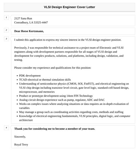 VLSI Design Engineer Cover Letter Velvet Jobs