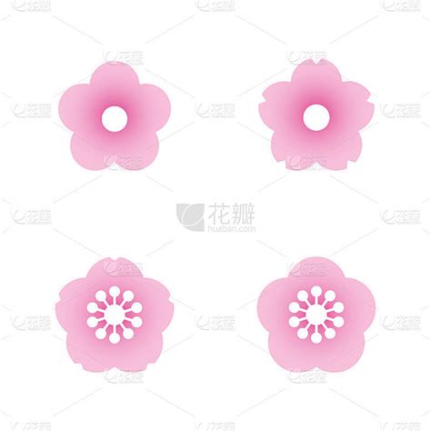 樱花图标集，樱花向量插图
