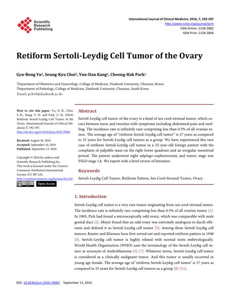Pdf Retiform Sertoli Leydig Cell Tumor Of The Ovary