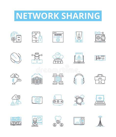 Network Sharing Vector Line Icons Set Networking Sharing Network File Data Sharing Lan