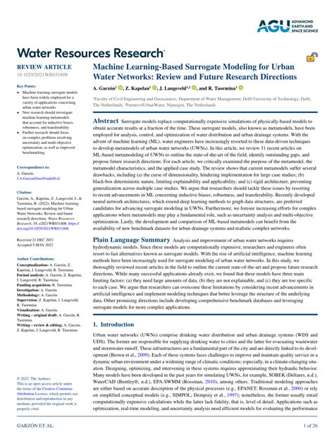 pdf machine learning‐based surrogate modeling for urban water