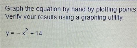 Solved Graph The Equation By Hand By Plotting Points Verify
