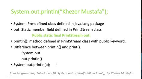 Java Programmingtutorial No10 Systemoutprintln“hellow Java By