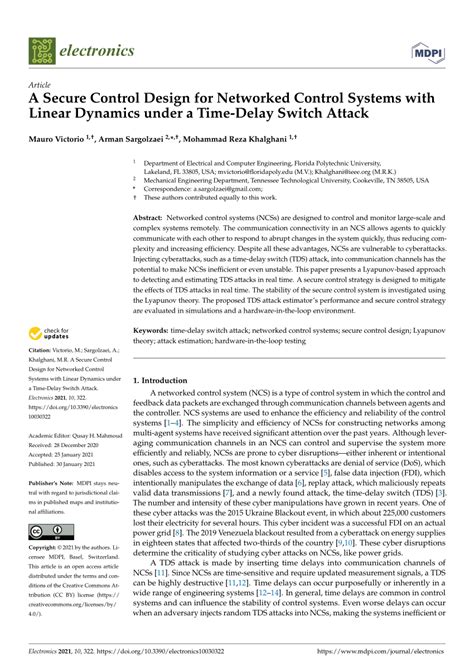 Pdf A Secure Control Design For Networked Control Systems With Linear