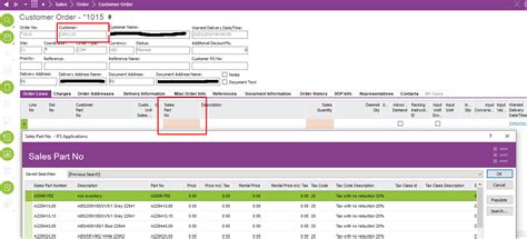 customer order line sales part no ifs community