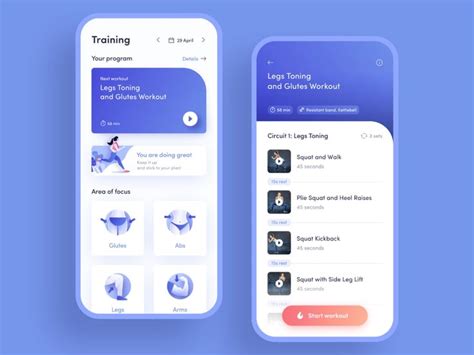 Workout Pages For Fitness App Workout Apps Workout App Design