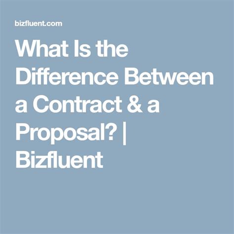 What Is The Difference Between A Contract And A Proposal Bizfluent