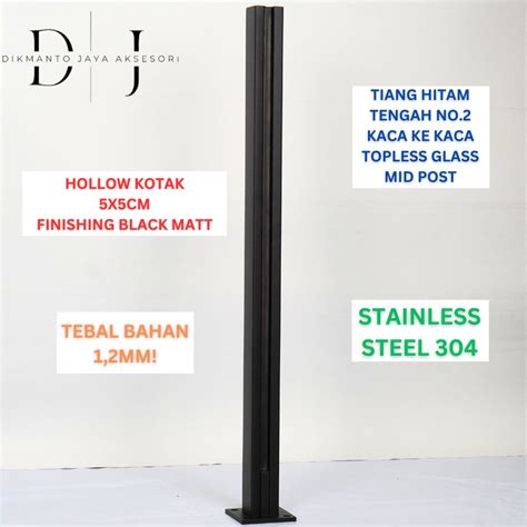 Jual Tiang Railing Kaca Tengah Hollow Hitam Stainless Steel 304