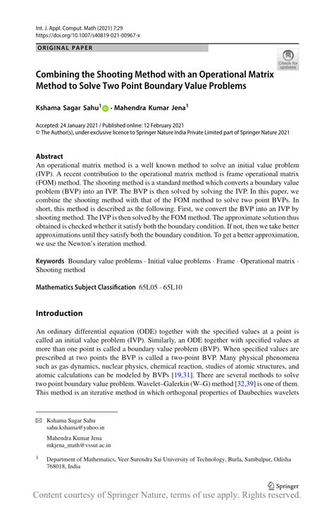 Combining The Shooting Method With An Operational Matrix Method To