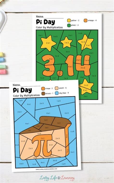 Pi Day Color By Multiplication Worksheets