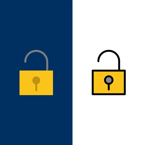 Lock Unlocked User Interface Icons Flat And Line Filled Icon Set Vector