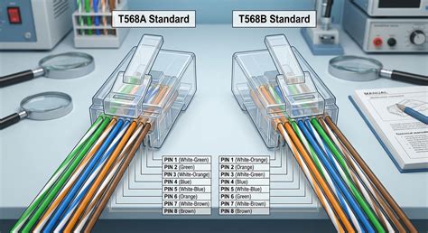Rj45 Connector Pinout Color Codes Chart Rotating Usb Cable