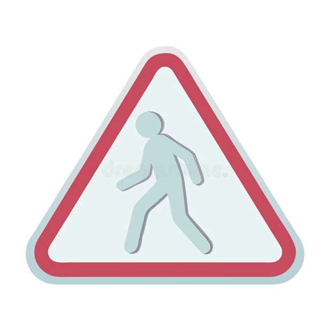 Pedestrian Crossing Warning Sign Vector For Safety Materials And Educational Resources Stock