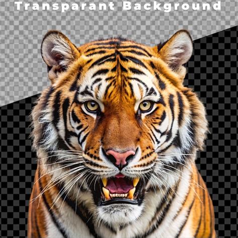 투명한 배경에 고립된 호랑이 프리미엄 Psd 파일