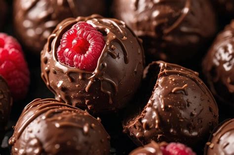 A Chocolatecovered Raspberry Truffle Premium Ai Generated Image