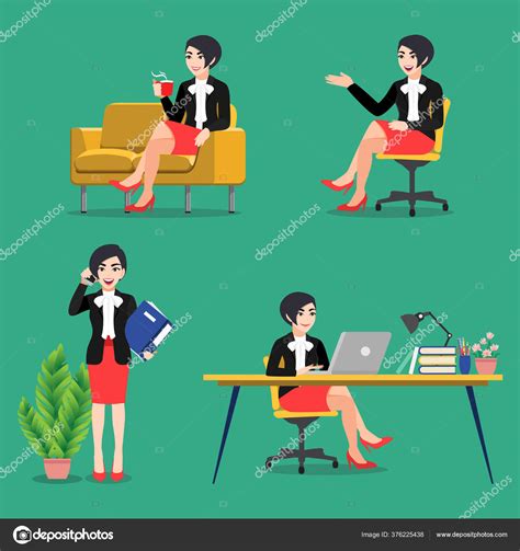 Cartoon Employees Working Icons