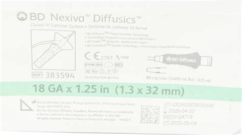 Bd 383594 Nexiva Diffusics Closed Iv Cath System 18ga X 125inch 90mlmin